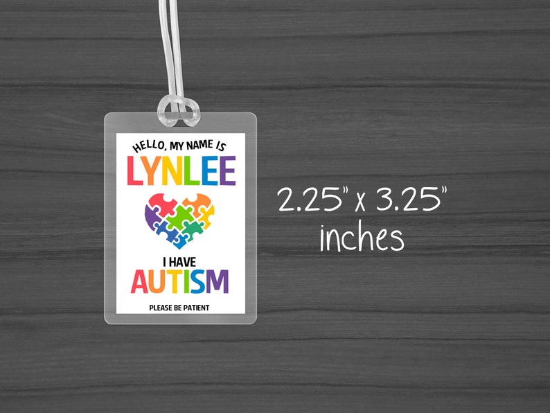 Autism Card | I Am Autistic | Autism Medical ID Tag | Saftey Tag ...