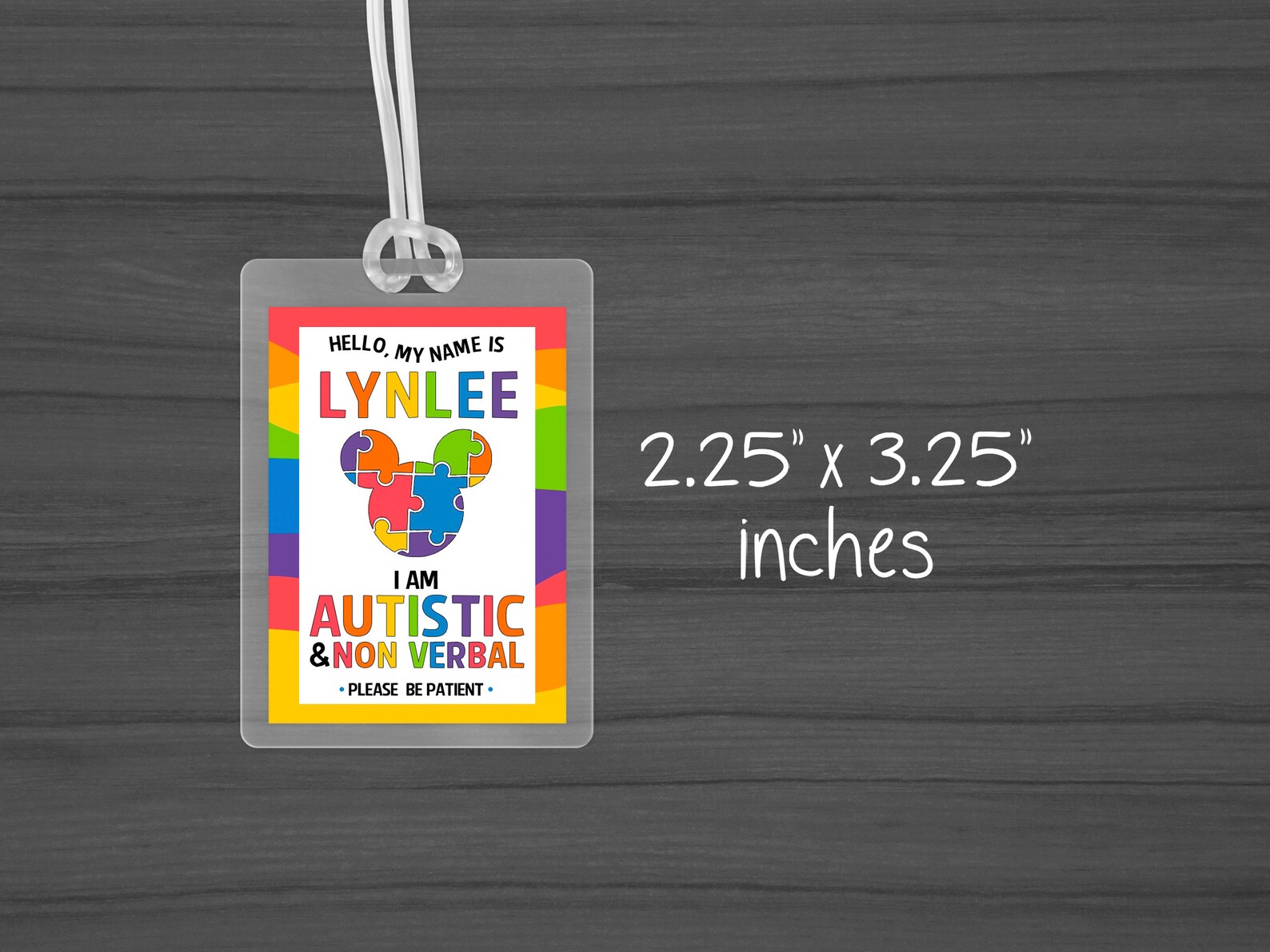 Autism Card | I Am Autistic | Autism Medical Alert ID Tag | Saftey Tag ...