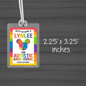 Autism Card | I Am Autistic | Autism Medical Alert ID Tag | Saftey Tag ...