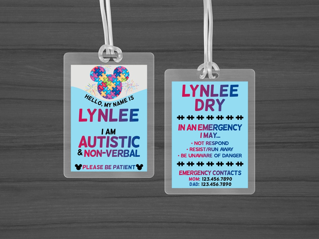 Autism Card | I Am Autistic | Autism Medical ID Tag | Saftey Tag ...