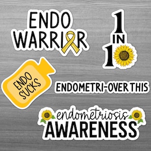Endometriosis Awareness Stickers | Chronic Illness Gift | Yellow Ribbon ...
