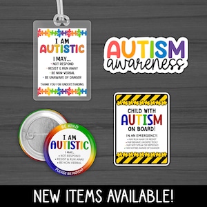 Autism Card | I Am Autistic | Autism Medical Alert ID Tag | Saftey Tag ...