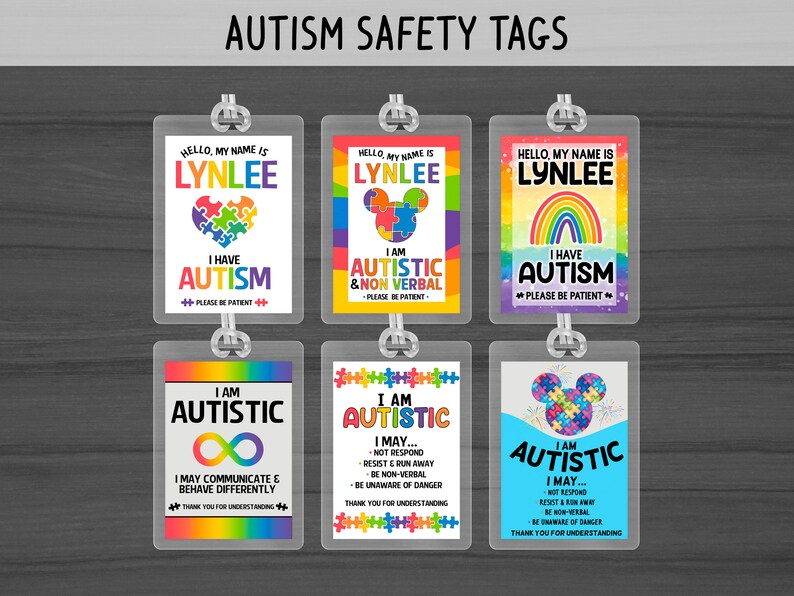 Autism Safety ID Tag | Medical Alert Card, Autism Awareness - Etsy