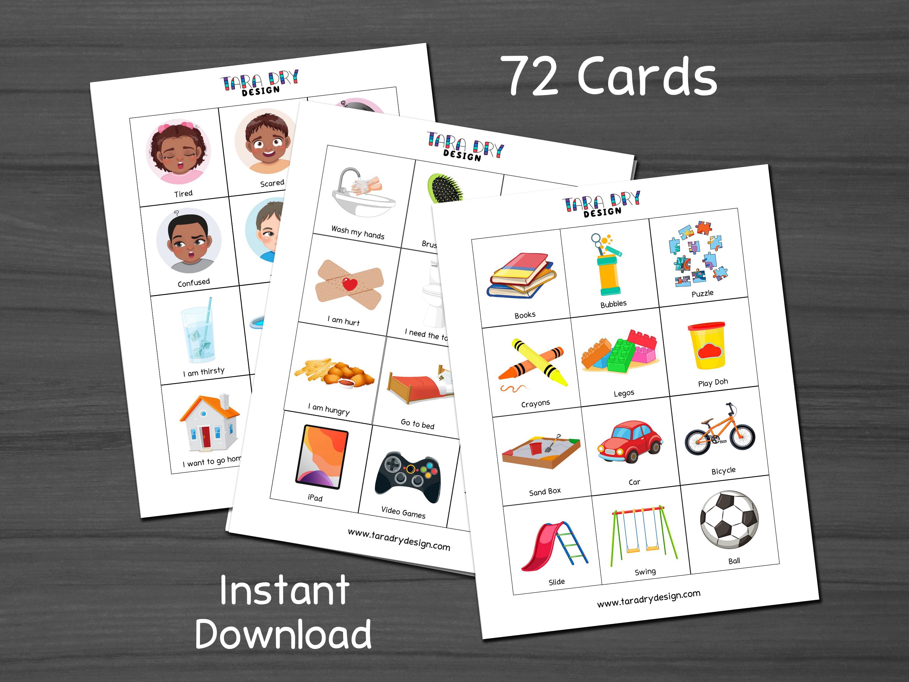 72 Visual Communication Cards | 2.25” Square | PDF Printable | Autism ...