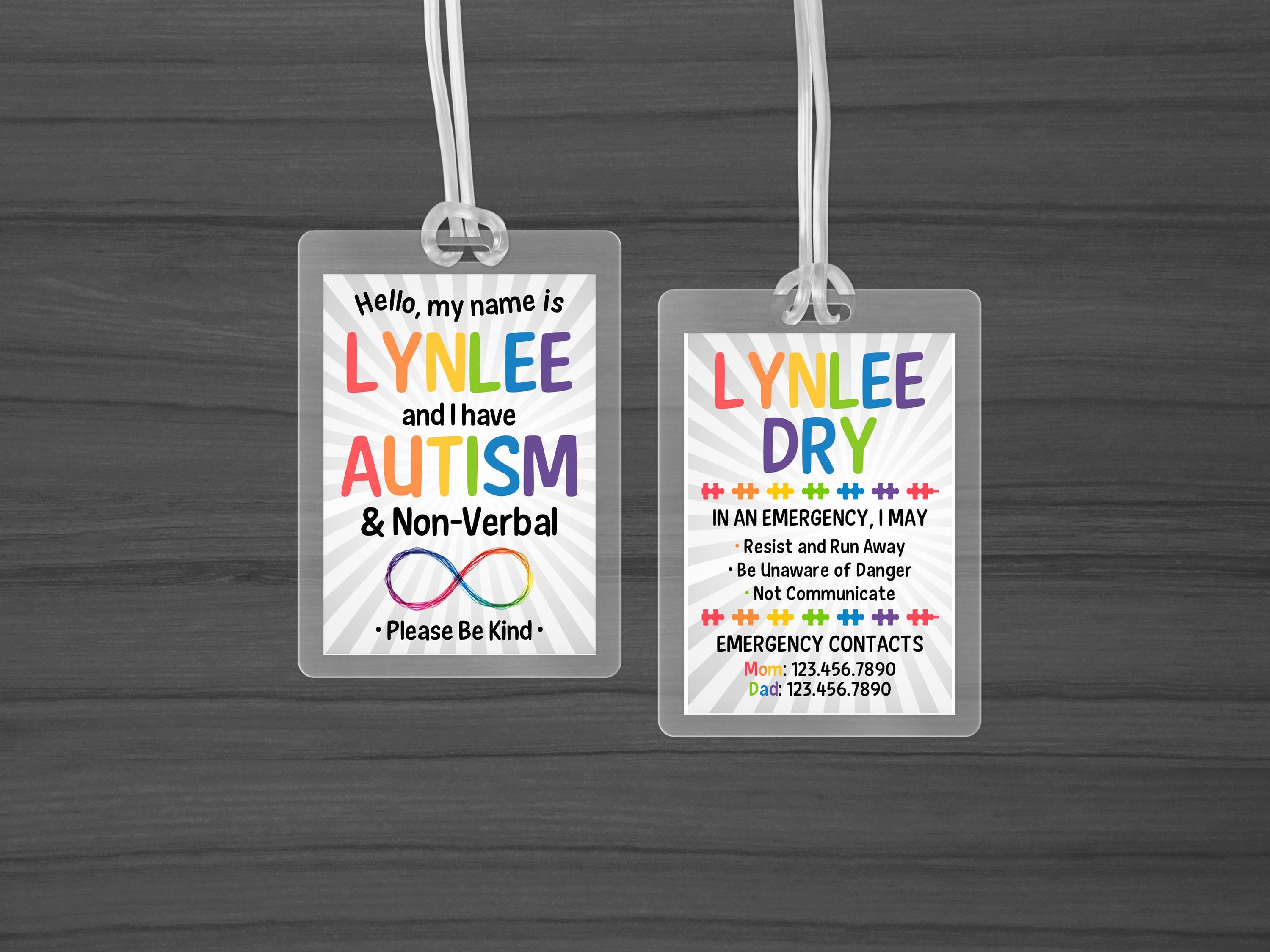 Autism Safety ID Set | Personalized Non-verbal Autism Awareness Tags ...