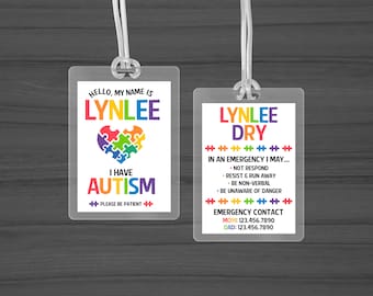 Autism Card | I Am Autistic | Autism Medical ID Tag | Saftey Tag ...