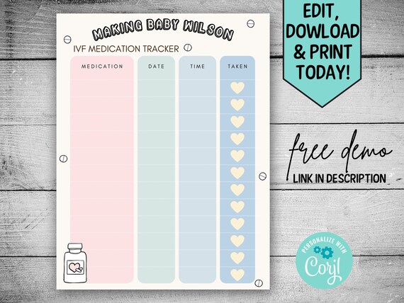 IVF Planner Medication Tracker Infertility Printable IVF - Etsy