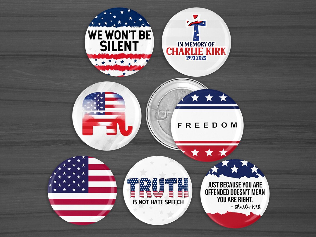 Freedom Charlie Kirk Pinback Button – Political Pin, Conservative Lapel ...