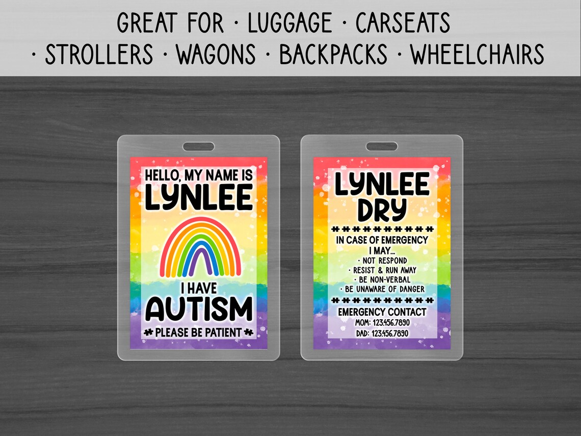 Autism Card | I Am Autistic | Autism Medical ID Tag | Saftey Tag ...