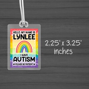 Autism Card | I Am Autistic | Autism Medical ID Tag | Saftey Tag ...