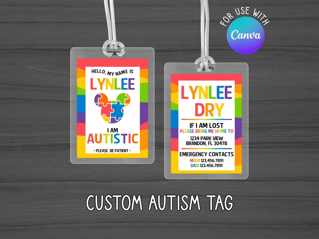 Autism Stroller Tag, Autism Card, Autistic Medical ID, Autism Awareness ...