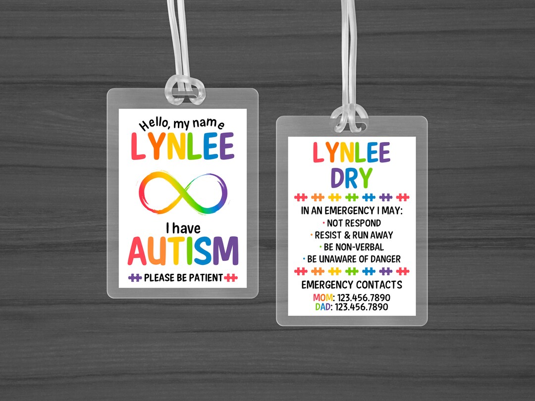 Autism Card | I Am Autistic | Autism Medical ID Tag | Saftey Tag ...