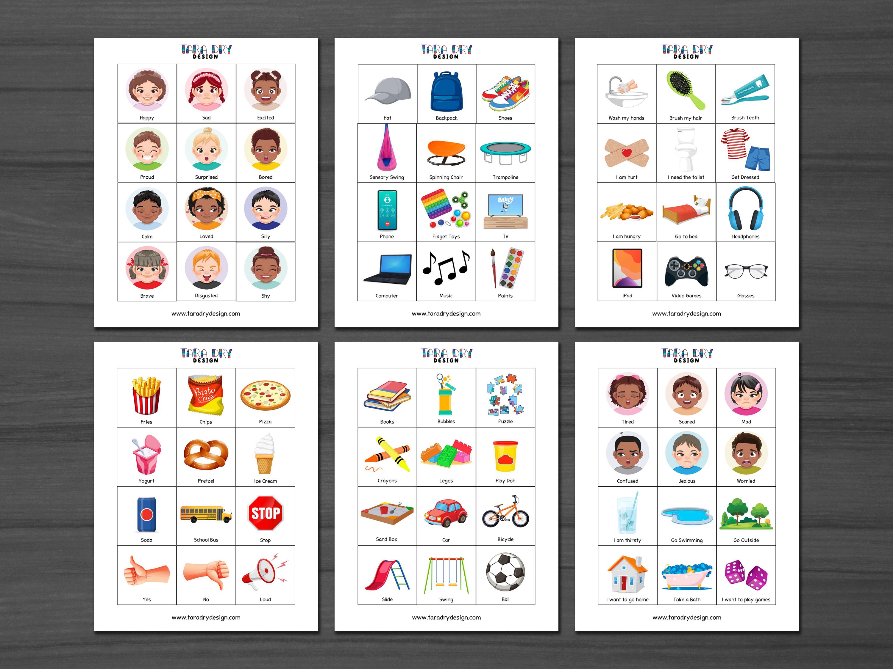 72 Visual Communication Cards | 2.25” Square | PDF Printable | Autism ...