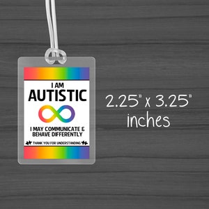 Autism Card | I Am Autistic | Autism Medical ID Tag | Saftey Tag ...