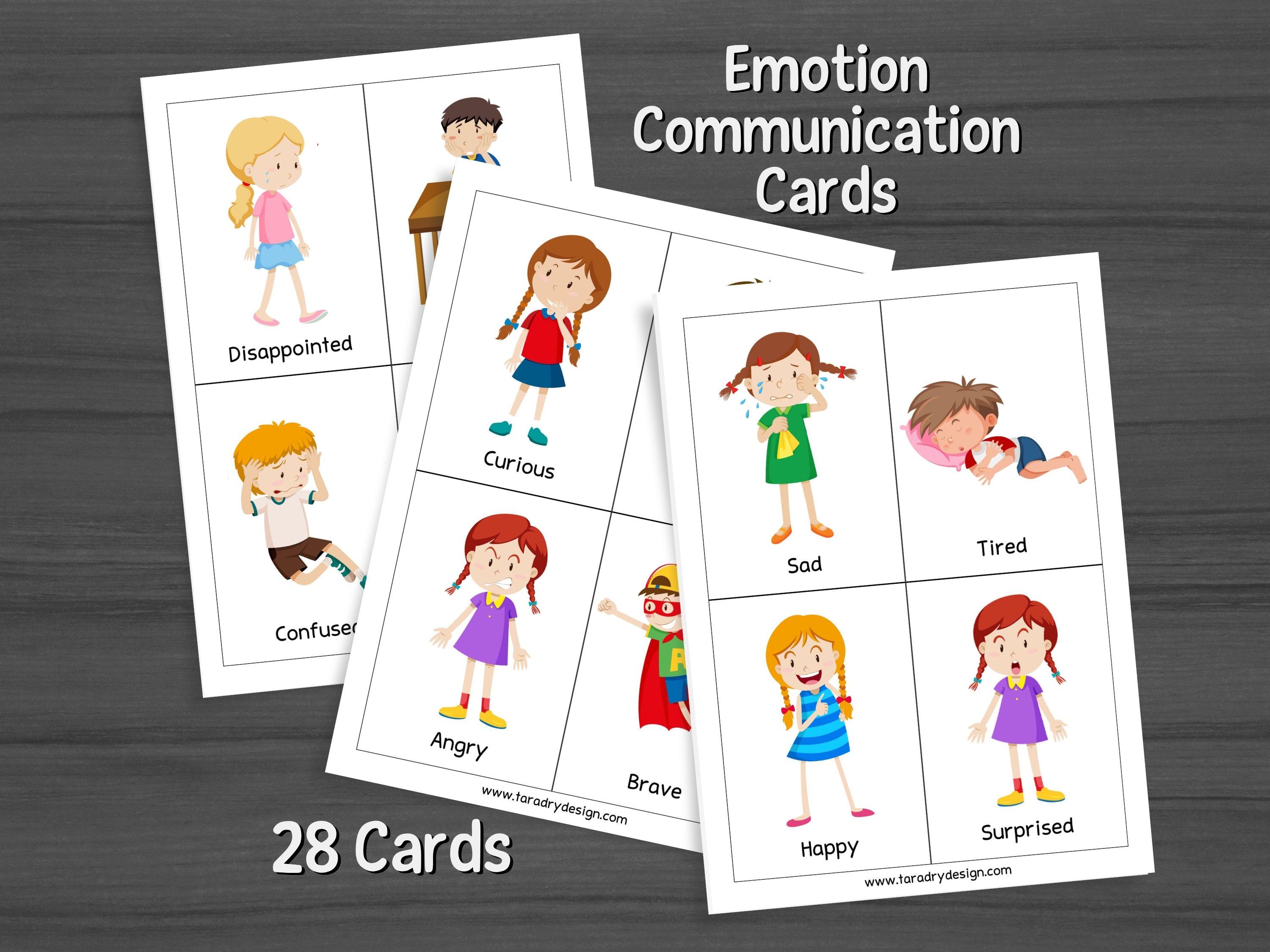 28 Emotion Feelings Communication Cards, Printable SEL Tool for Kids ...