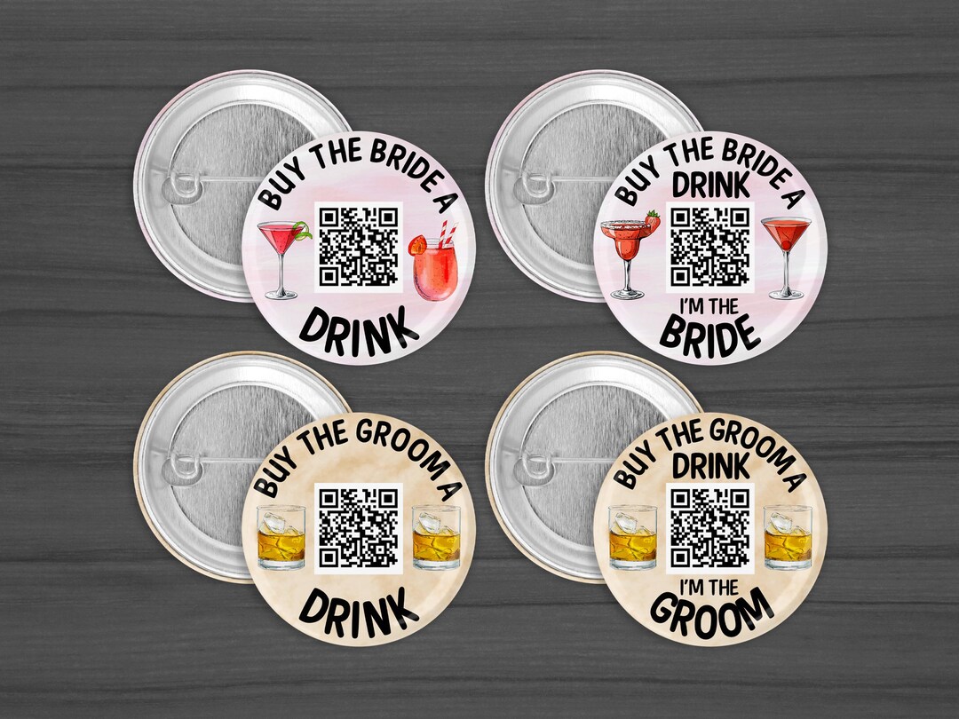 Buy the Bride a Drink 2.25 Button, Buy the Groom a Drink Pin, Wedding ...