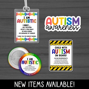 Autism Card I Am Autistic Autism Medical ID Tag Saftey Tag Autism ...