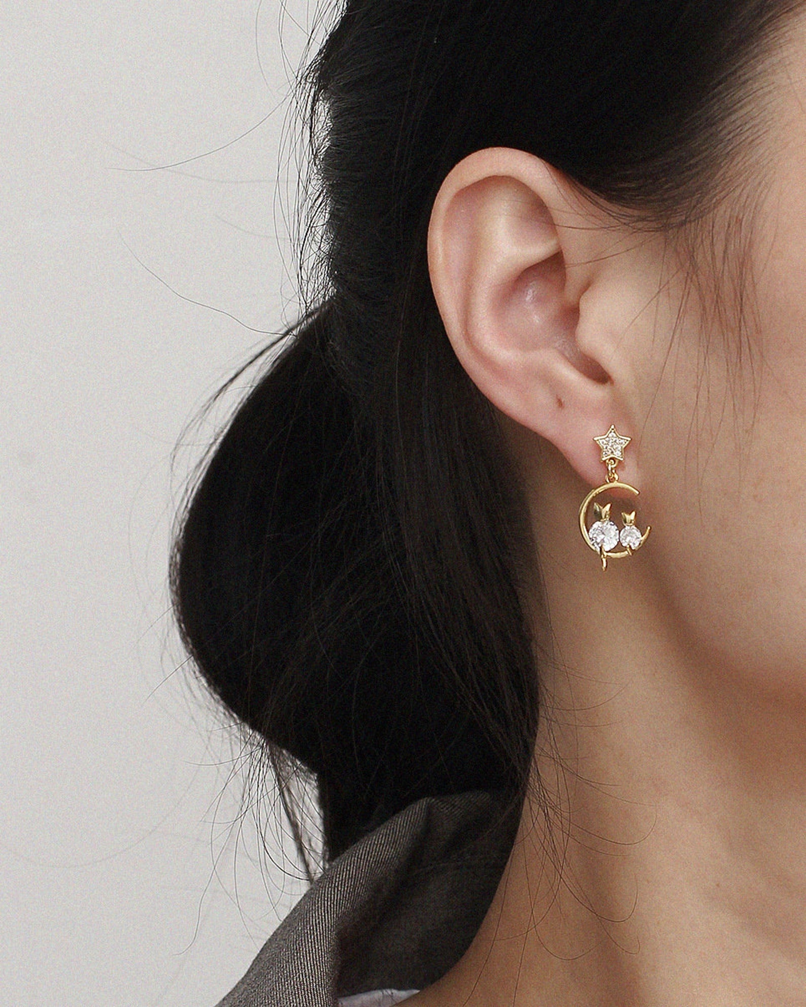 14K Gold Plated Cats Stud Earrings Gold Plated Cats Earrings - Etsy