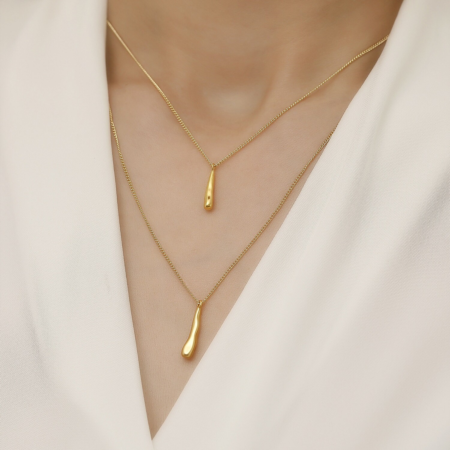 Double Chain Gold Necklace Set of 2 Combo Necklaces Set - Etsy UK