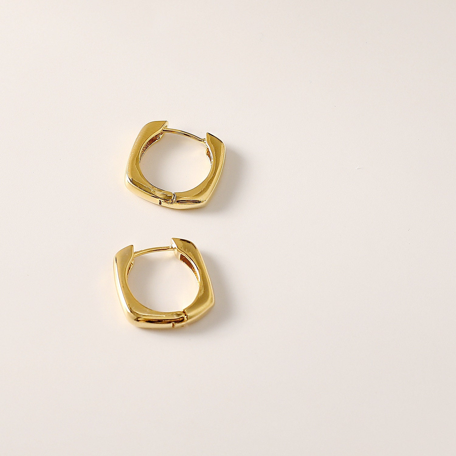 16k Gold Plated Square Hoops Gold Rectangular Hoops Silver | Etsy