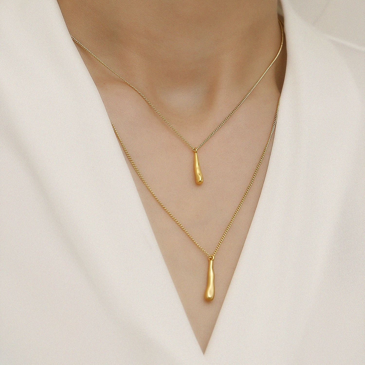 Double Chain Gold Necklace Set of 2 Combo Necklaces Set - Etsy UK