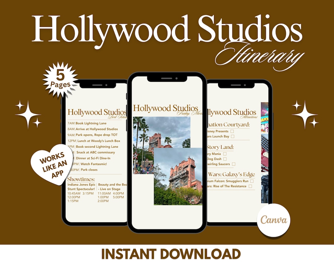 Hollywood Studios Itinerary - Disney World Travel Planner PDF | Ride ...