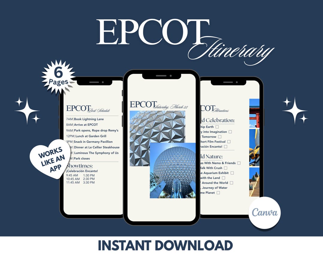 EPCOT Itinerary - Disney World Planner With Ride Checklist (digital ...