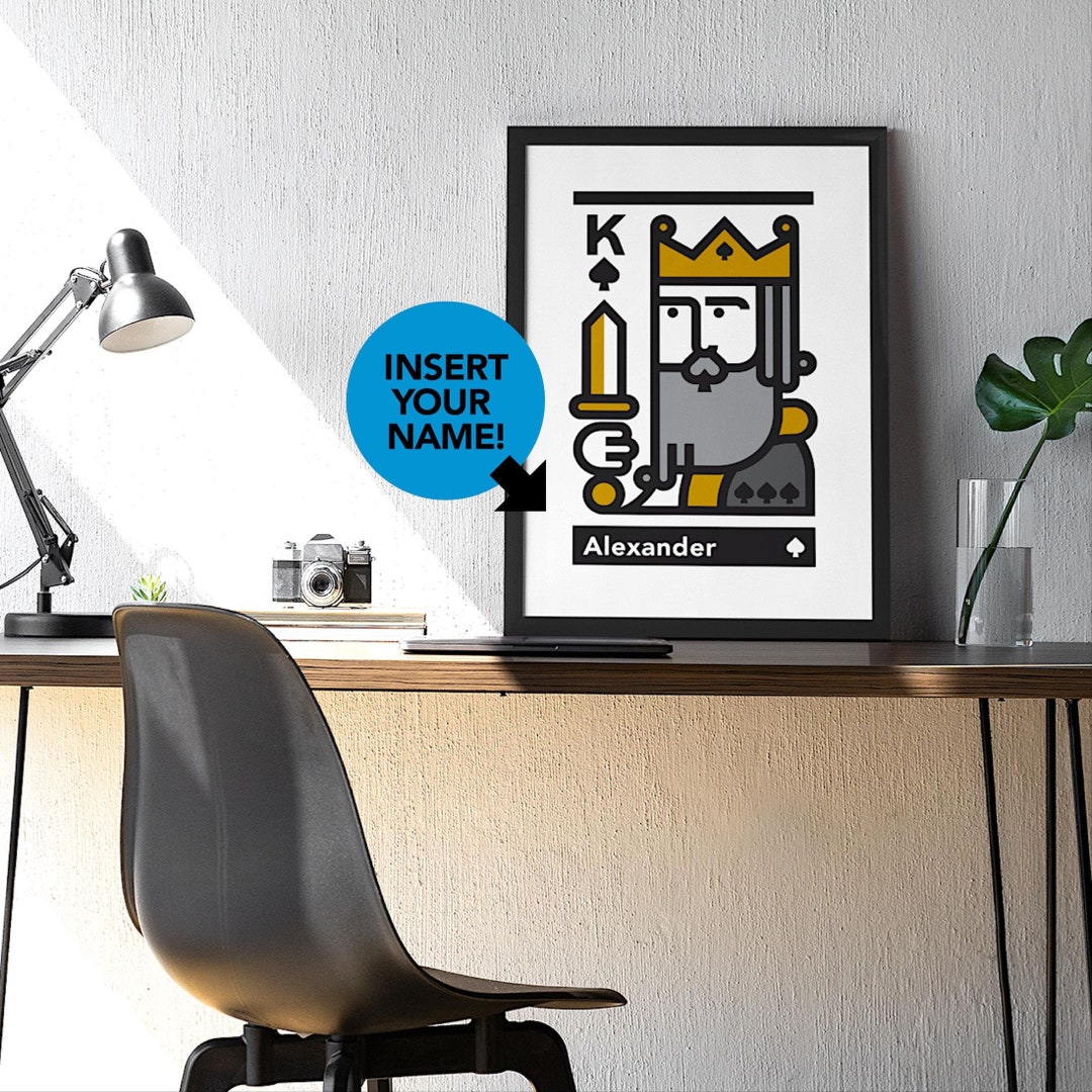 Personalized KING Playing Card Art: Custom Name Royal Decor - Etsy