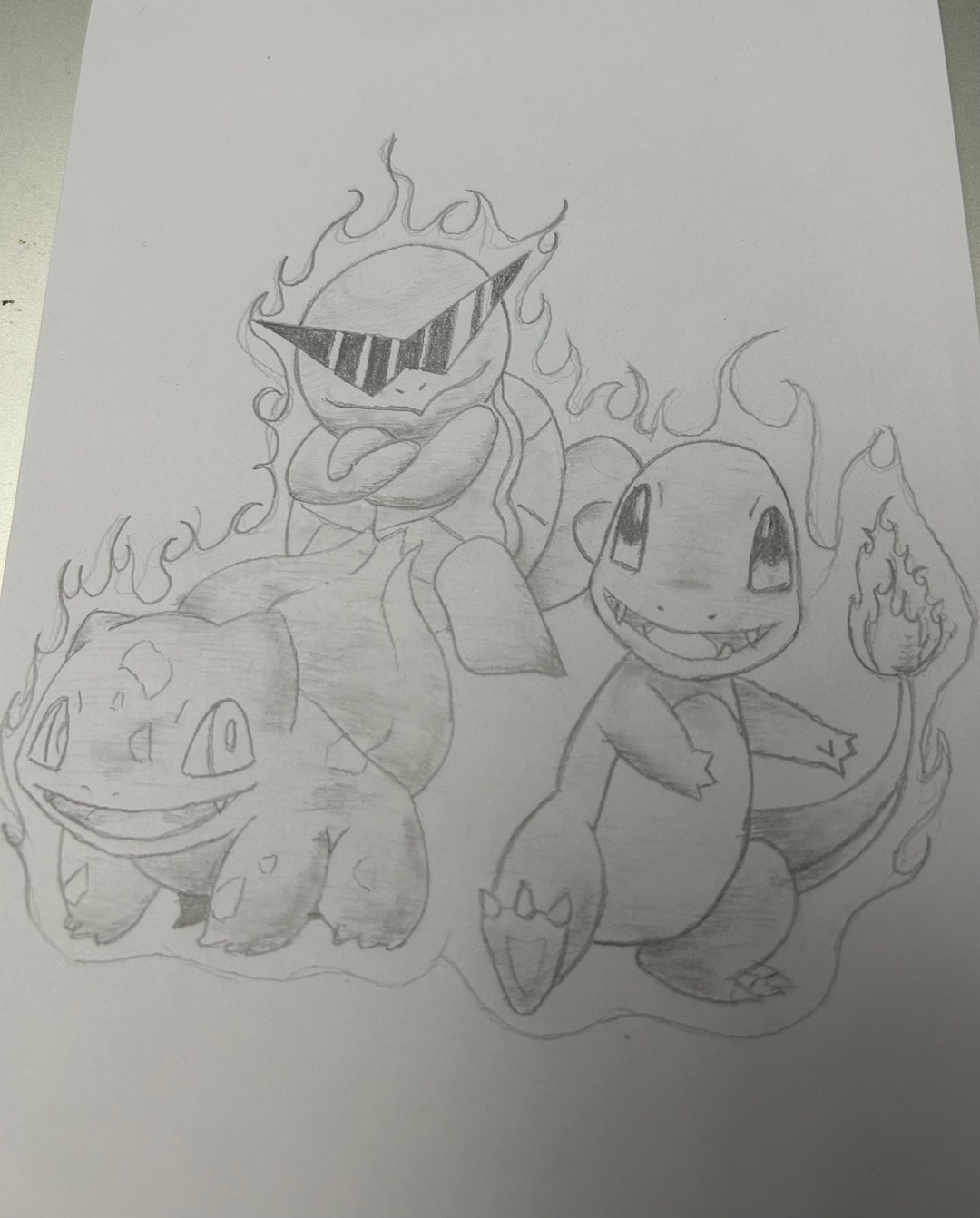 Pencil Sketch Charmander, Squirtle and Bulbasuar From Pokemon - Etsy