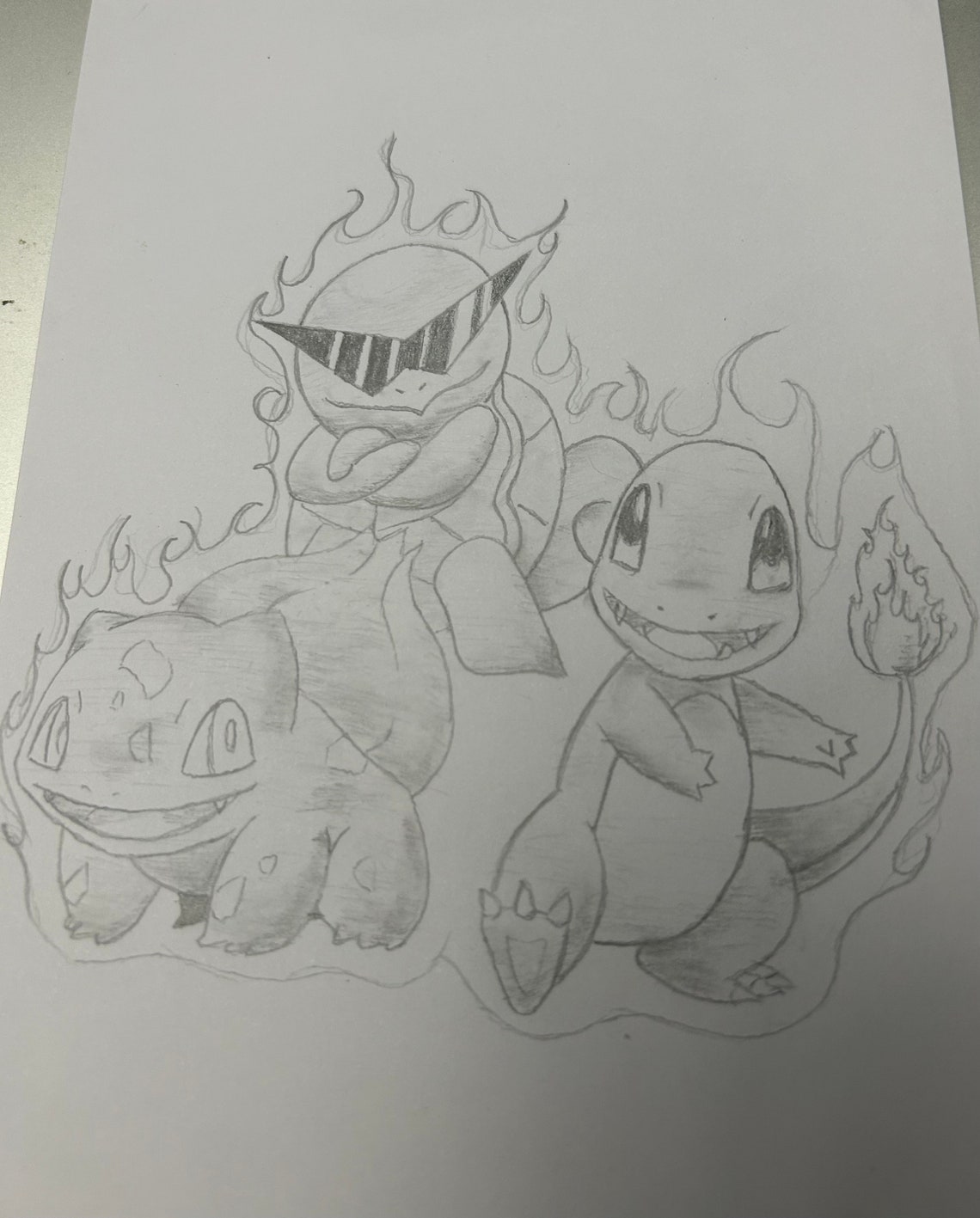 Pencil Sketch Charmander, Squirtle and Bulbasuar From Pokemon - Etsy