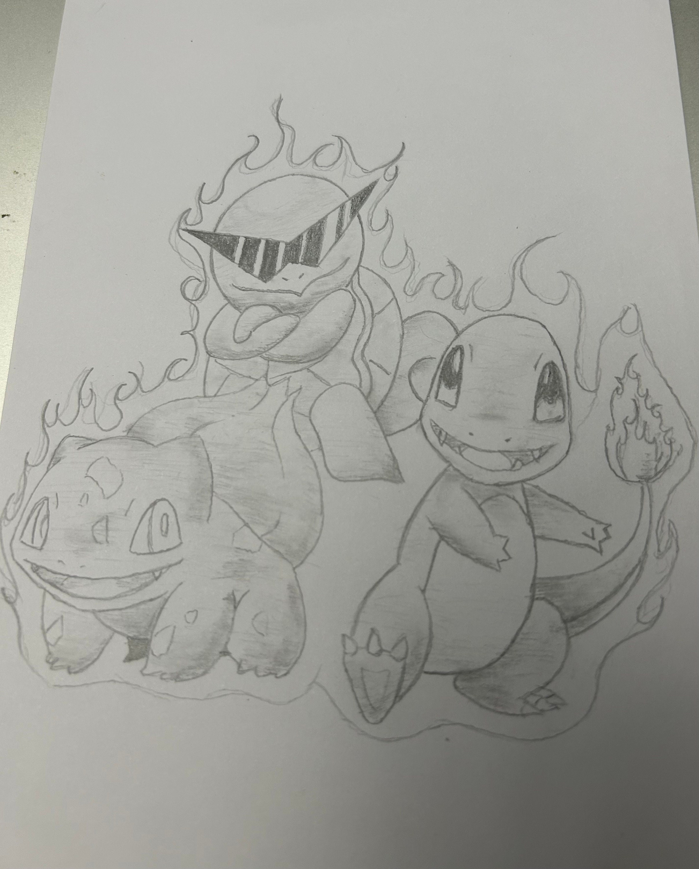 Pencil Sketch Charmander, Squirtle and Bulbasuar From Pokemon - Etsy