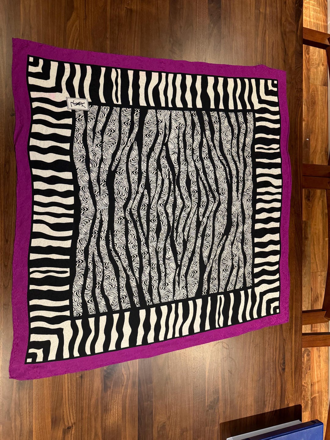 Vintage YSL Signature Logo Zebra Print Scarf - Etsy