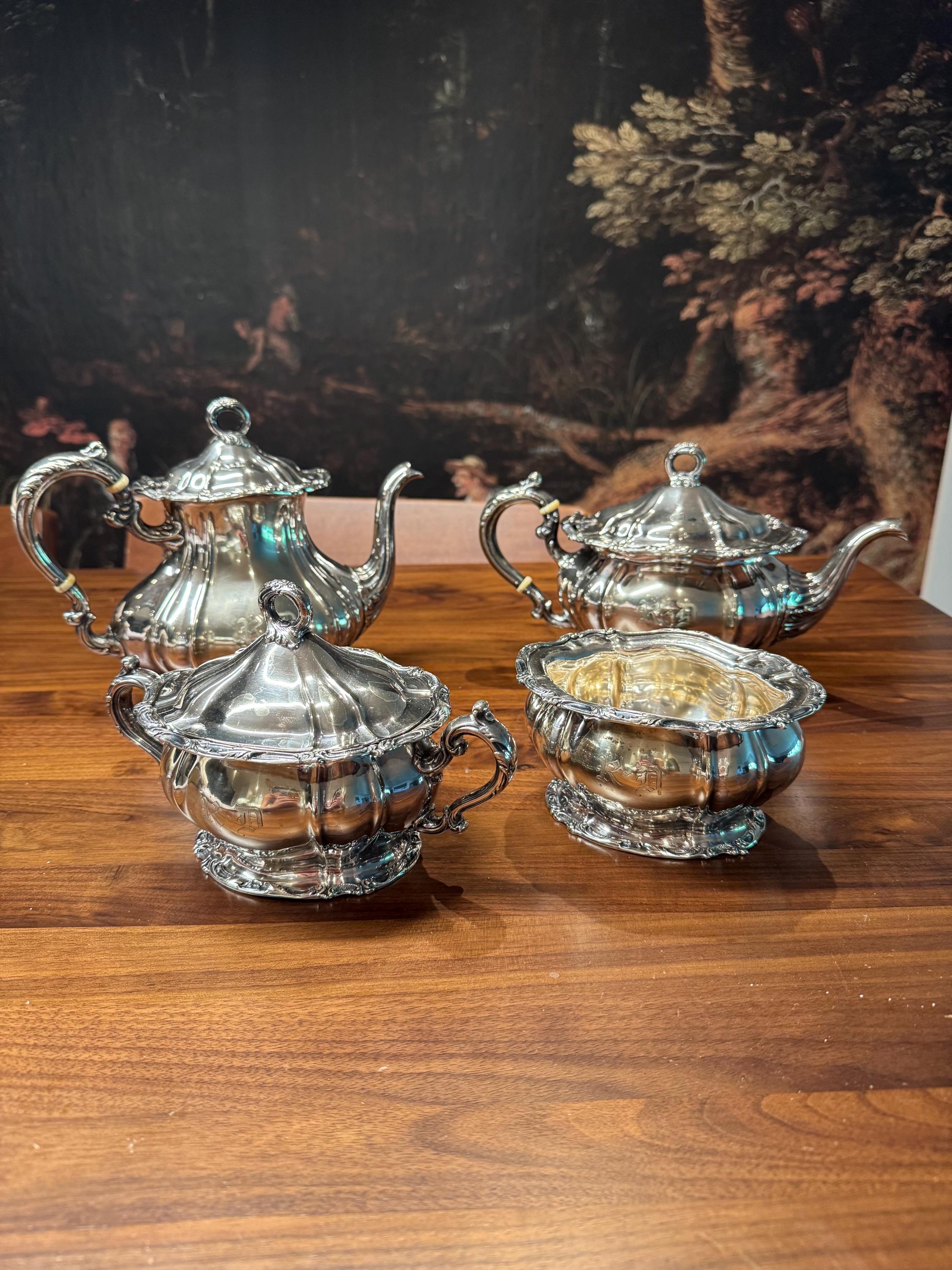 Antique Gorham Silver-plated Tea Set – Strasbourg Pattern, 4 Pieces (c ...