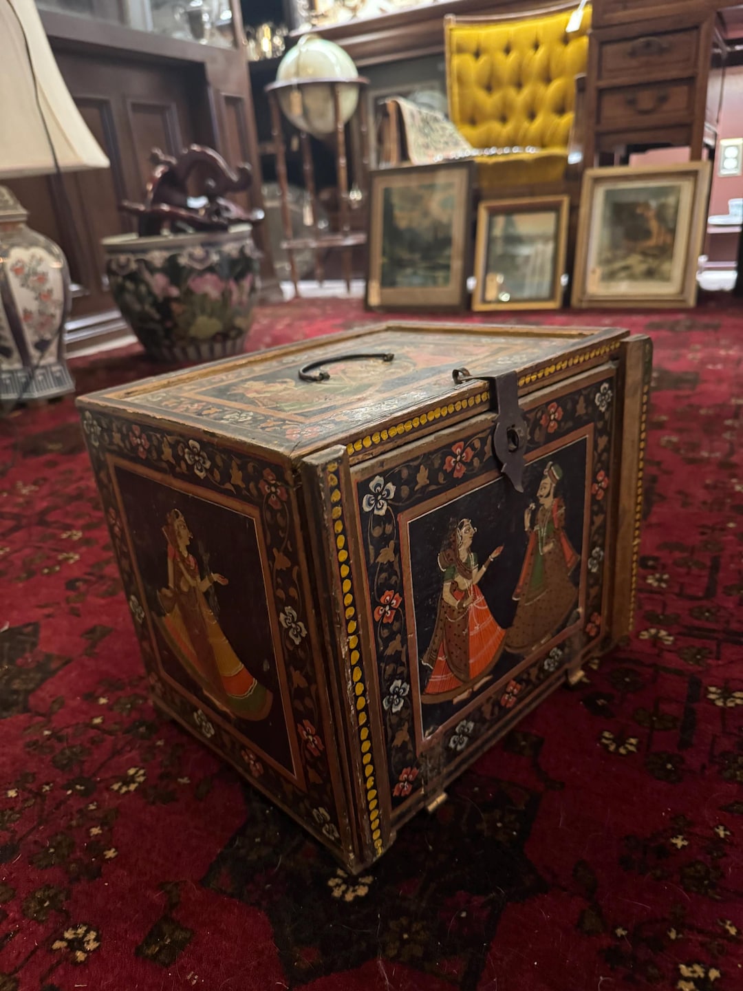Antique Indian Lacquer and Handpainted Jewelry Box [CK] - Etsy