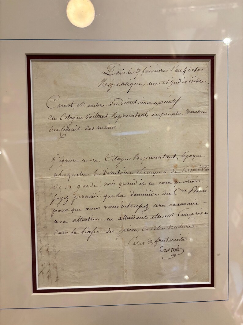Rare Signed Lazare Carnot Letter & Hand-colored Portrait | French ...