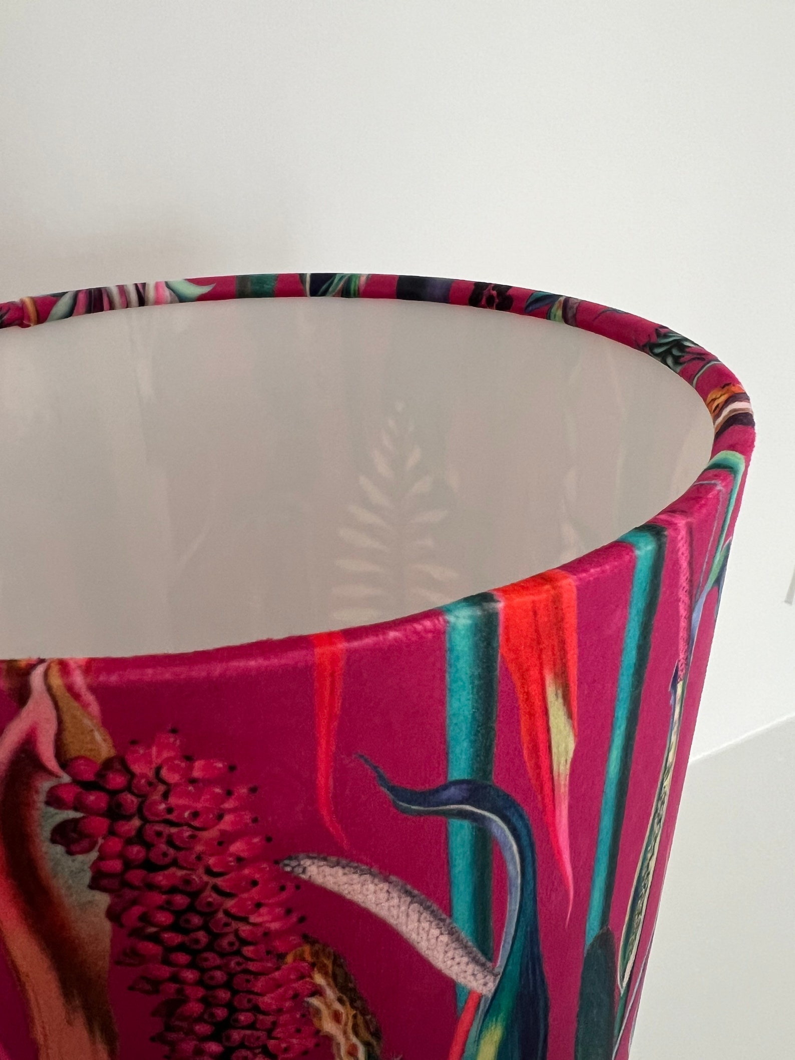 Cerise Botanical Velvet Cylinder Lampshade, Extra Tall Lampshade Cerise ...