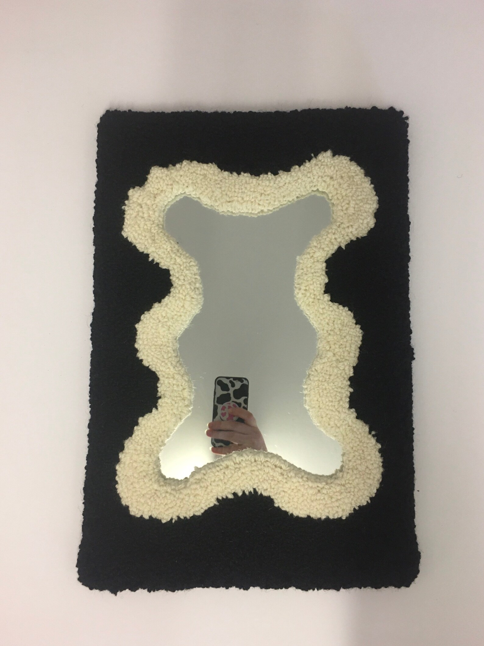 Tufted Mirror in Black and White Rug Mirror Vanity Mirror - Etsy