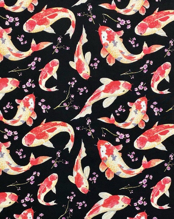 Koi Fish Print 100% Cotton Poplin Fabric Koi Pattern Craft - Etsy