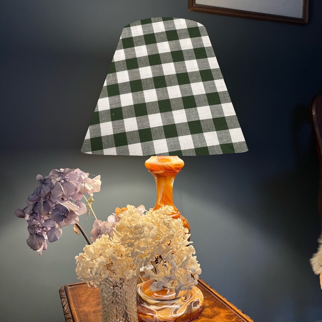 Gingham Cotton Coolie Lampshade, Empire Lampshade, in Forest Green ...
