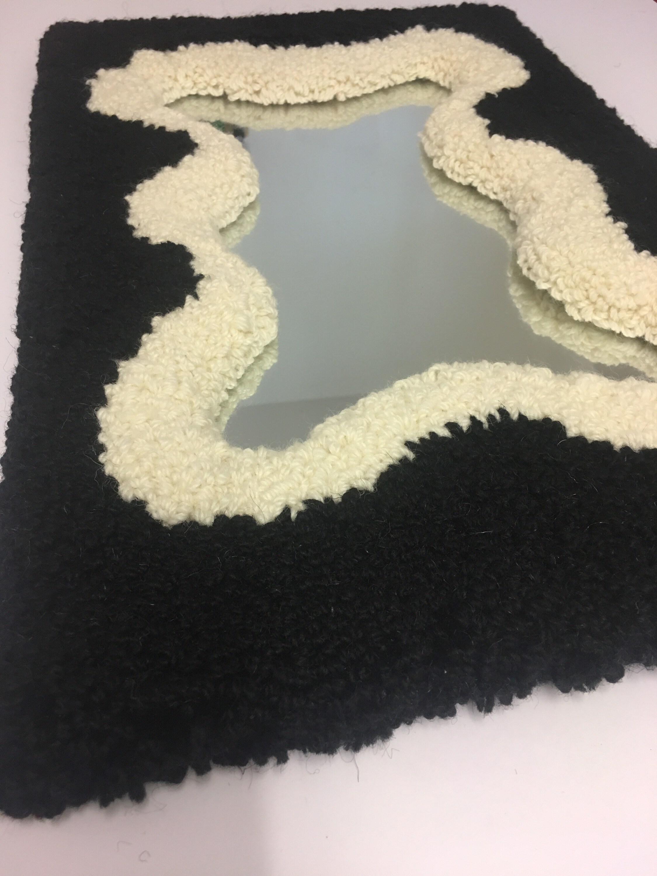 Tufted Mirror in Black and White Rug Mirror Vanity Mirror - Etsy