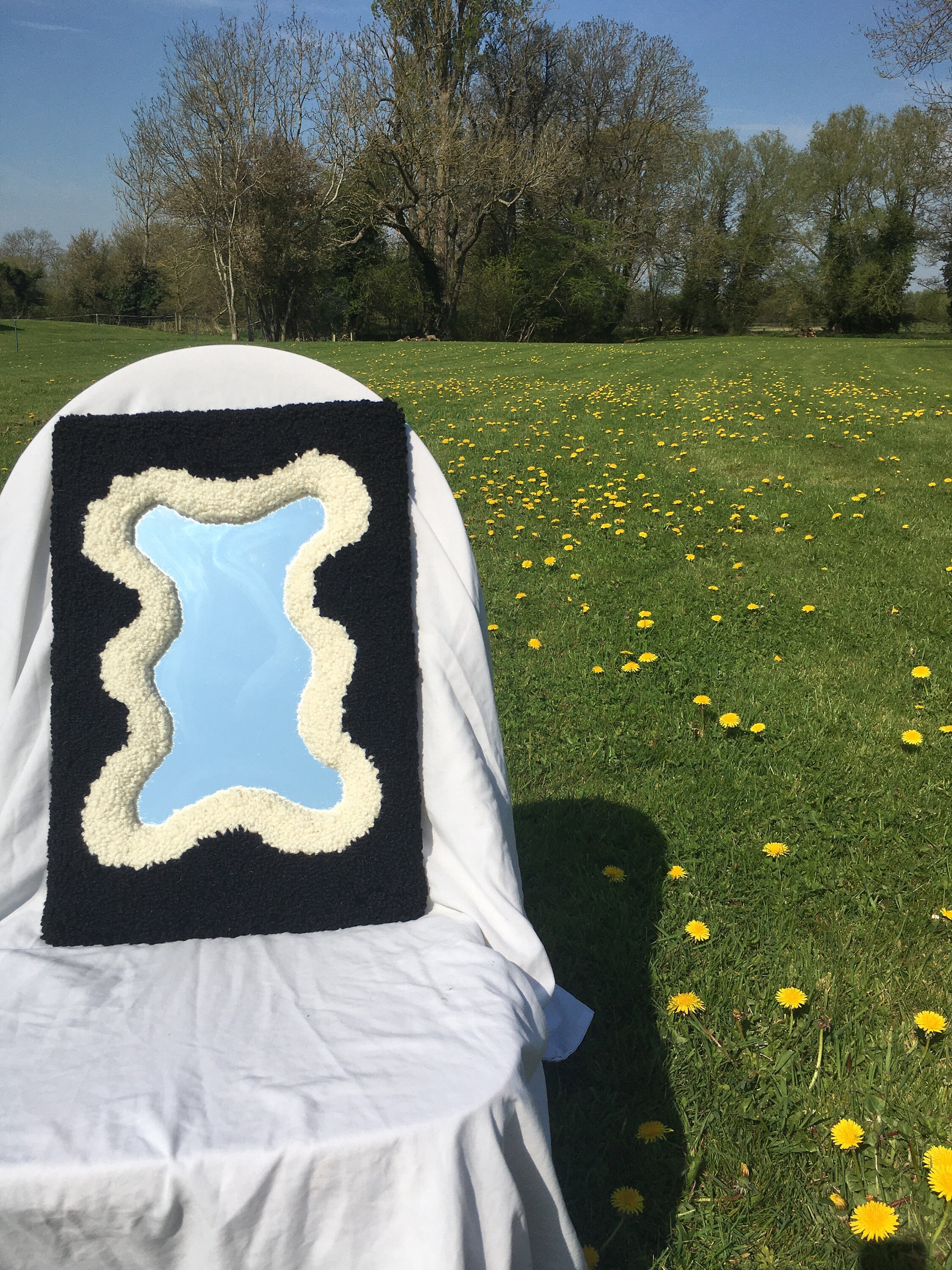 Tufted Mirror in Black and White Rug Mirror Vanity Mirror - Etsy