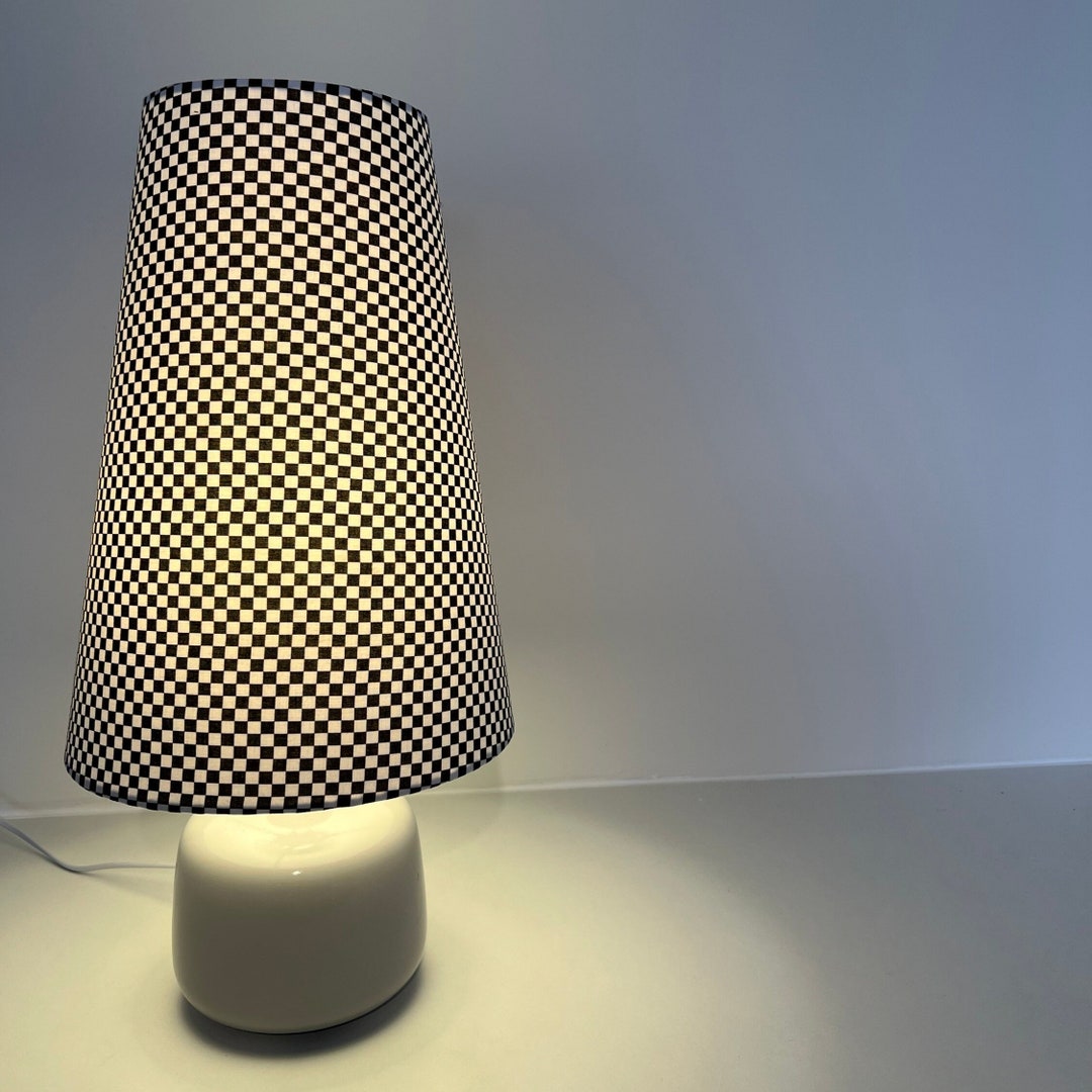 Checkerboard Cone Lampshade Extra Tall Lampshade Black and White ...