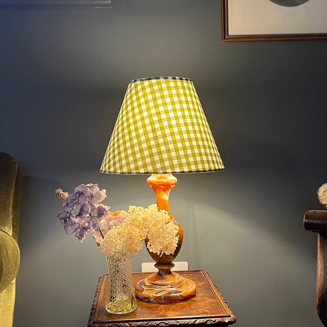 Gingham Cotton Coolie Lampshade, Empire Lampshade, in Olive Green ...