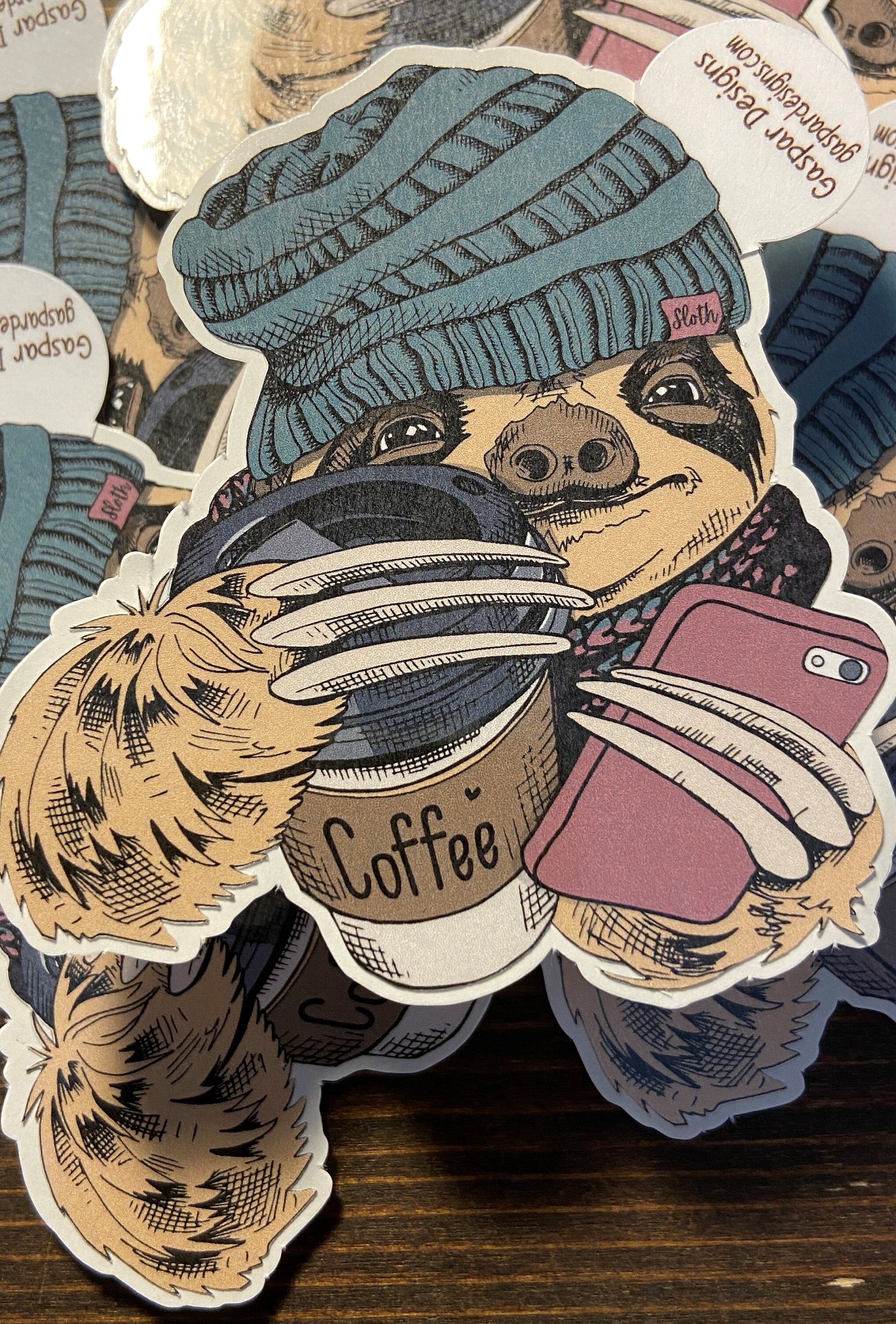 Hipster Sloth Vinyl Sticker Decals Decorative | Matte Labels | Custom ...
