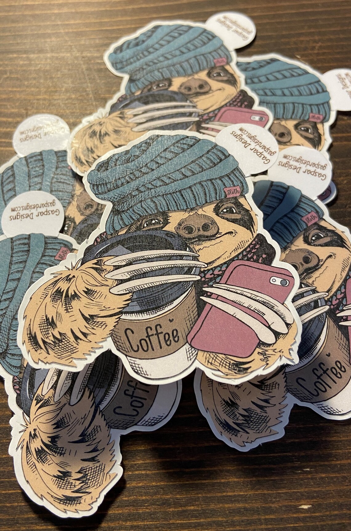 Hipster Sloth Vinyl Sticker Decals Decorative | Matte Labels | Custom ...