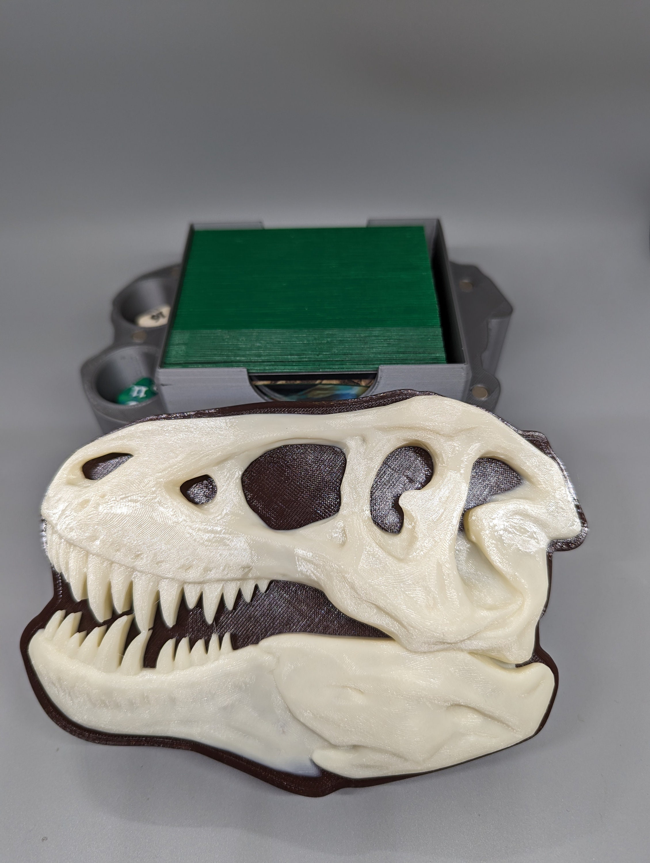 T-rex Dinosaur Skull Deck Box for MTG Commander or Other TCG 100 Double ...