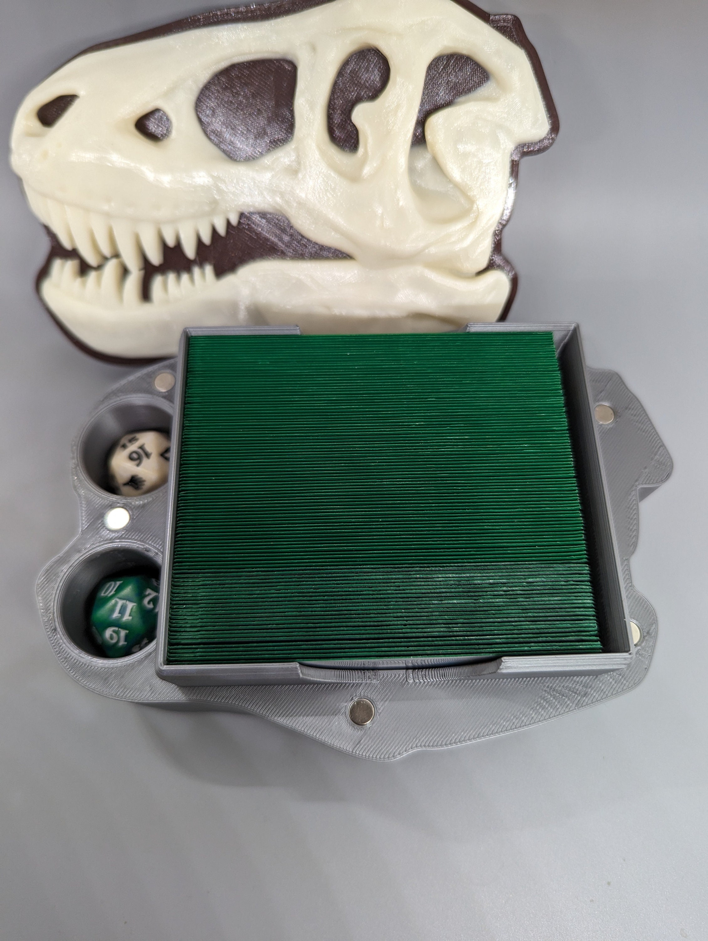 T-rex Dinosaur Skull Deck Box for MTG Commander or Other TCG 100 Double ...