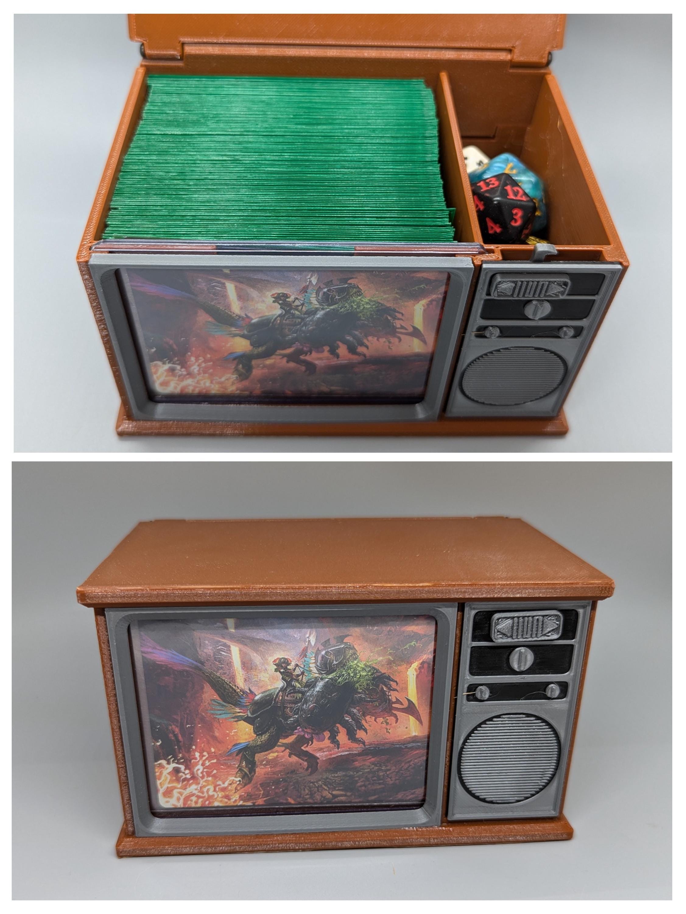 Console TV Retro Deck Box for 100 Double Sleeved Cards Plus Dice MTG ...