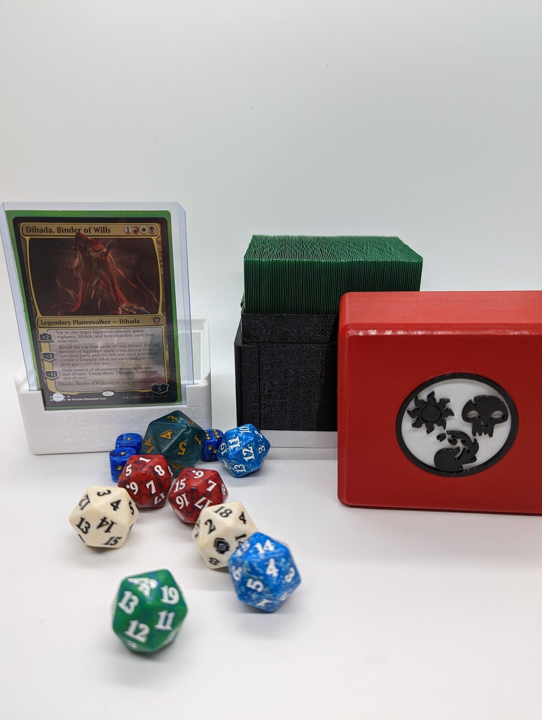 MTG Commander Sized Deck Box W Toploader Slot and Dice Compartment Tray ...
