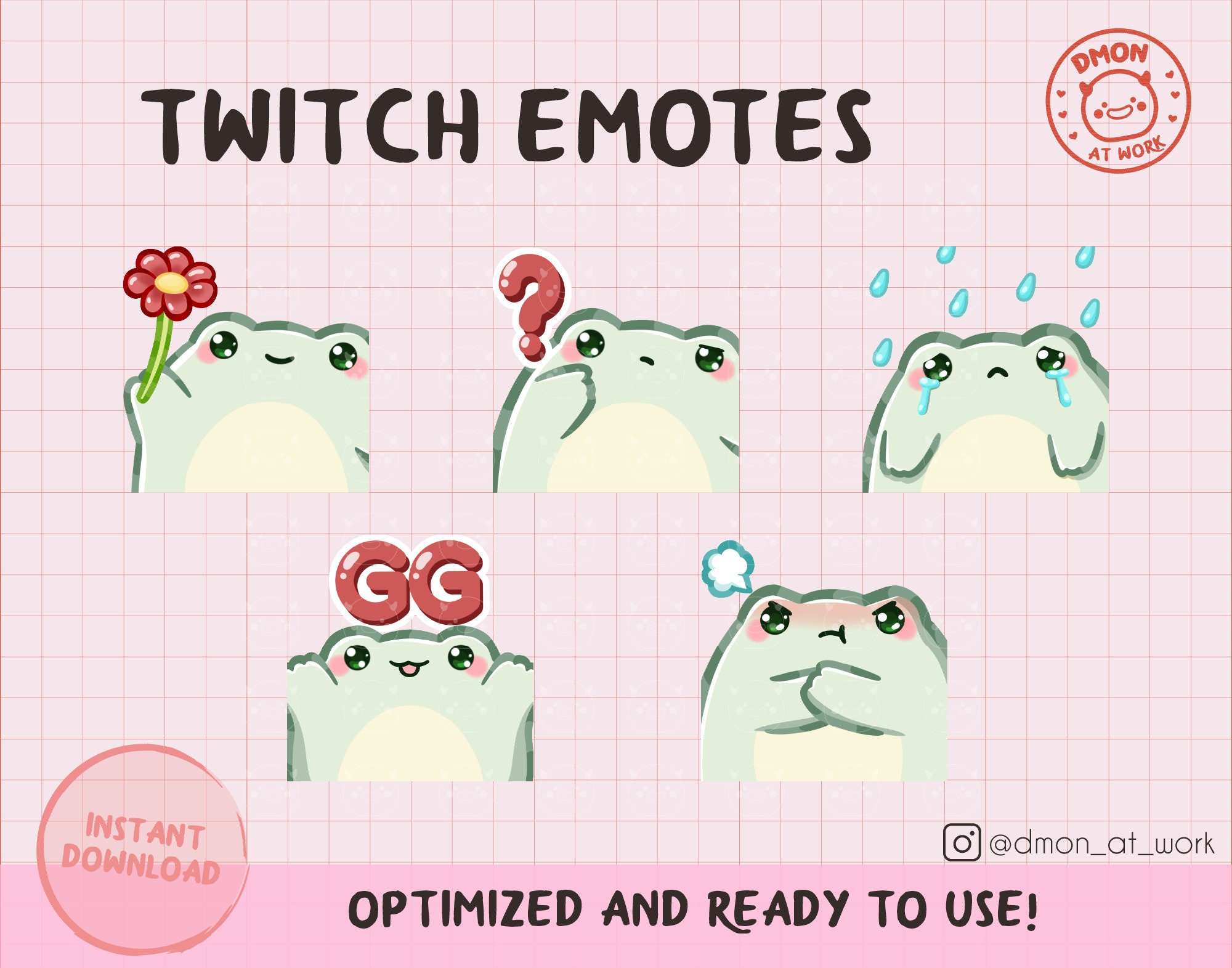 Twitch Emotes Bundle Cute Green Frog Adorable Green Frogs Discord Emote Etsy